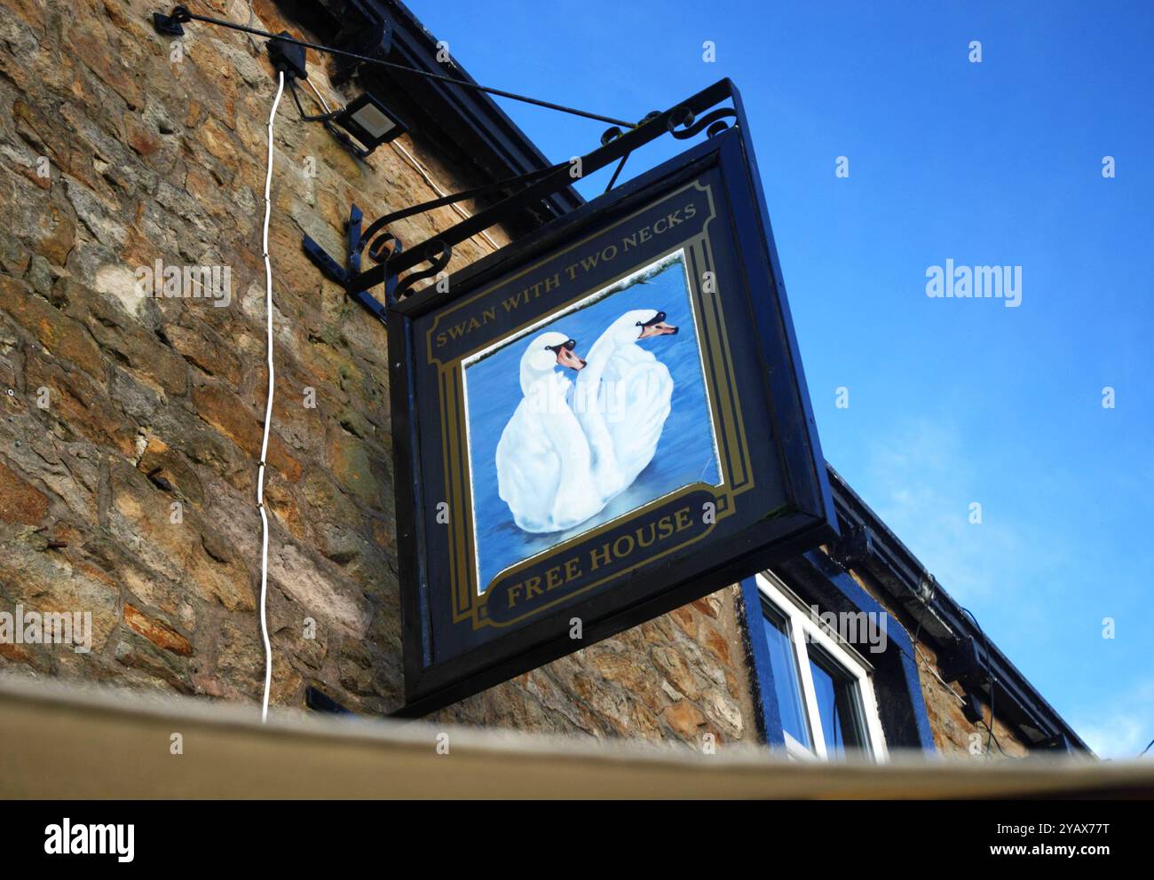 Inn sign "The Swan with Two Necks", Pendleton, Clitheroe, Lancashire ...