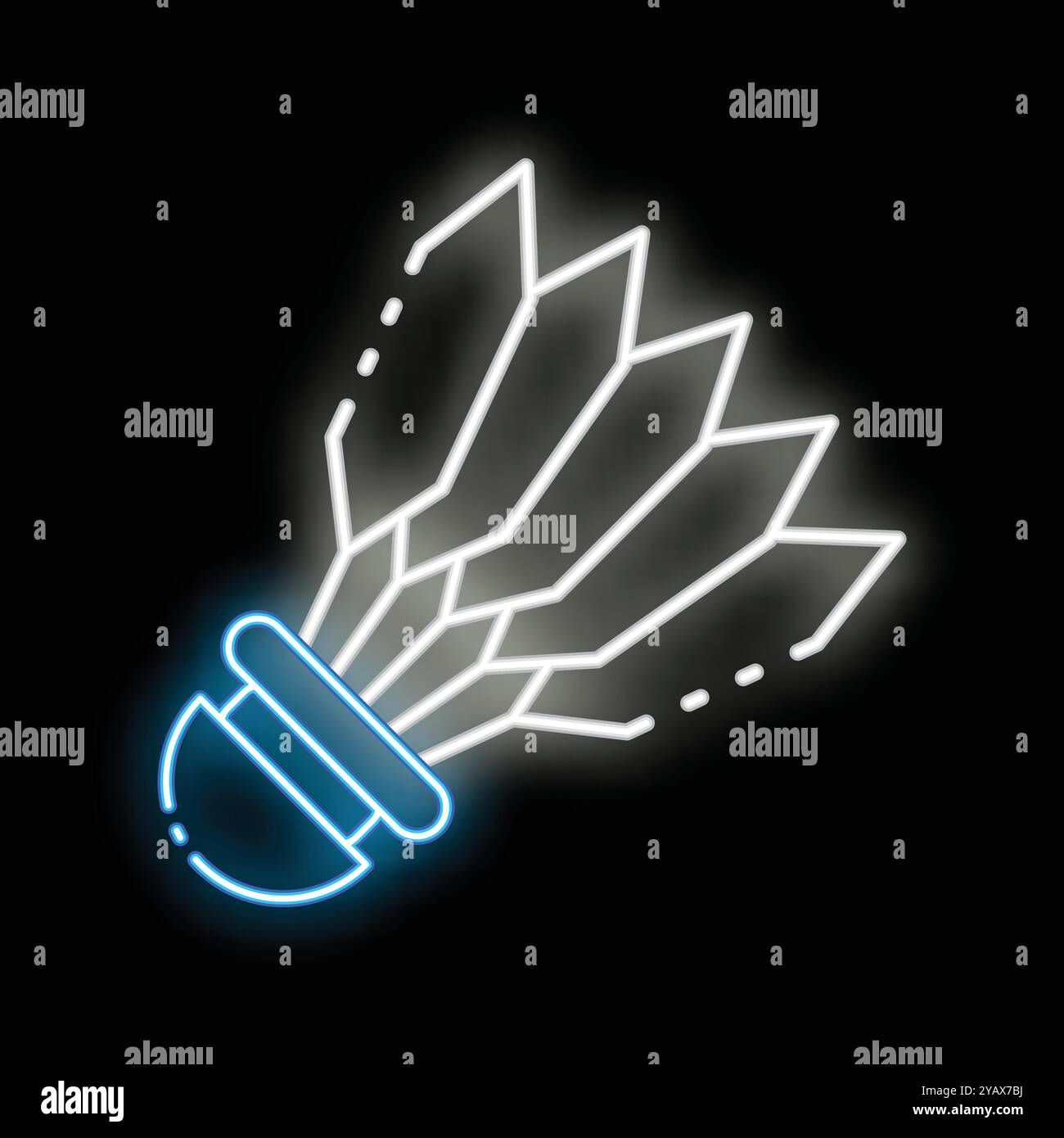 Neon sign depicting a shuttlecock glowing on a dark background, perfect ...