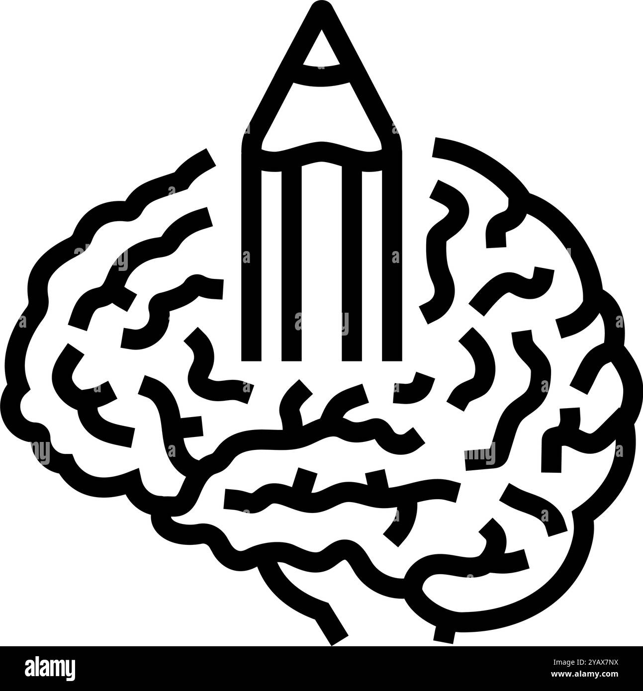 pencil brainstorm line icon vector illustration Stock Vector Image ...
