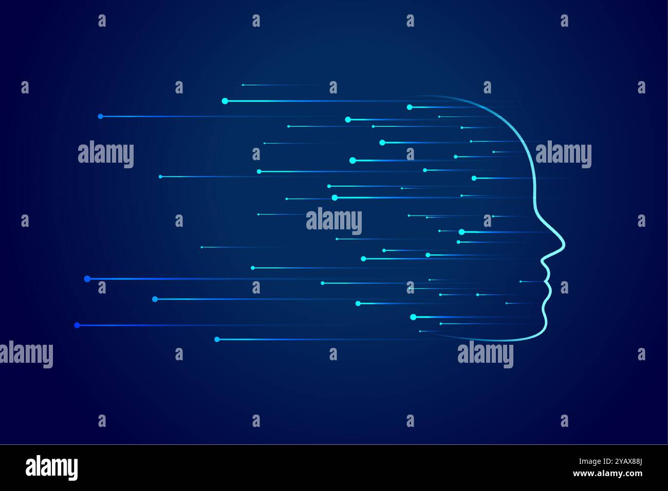 futuristic web tech concept wallpaper with human head design vector ...