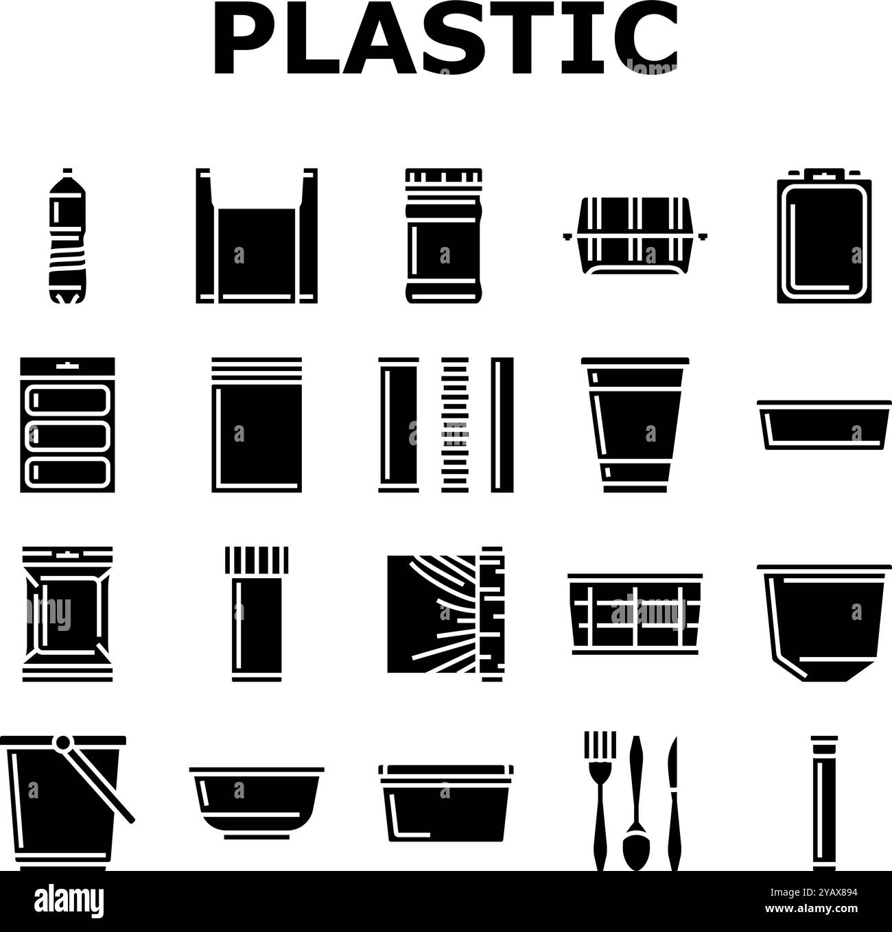 plastic packaging food container icons set vector Stock Vector Image ...