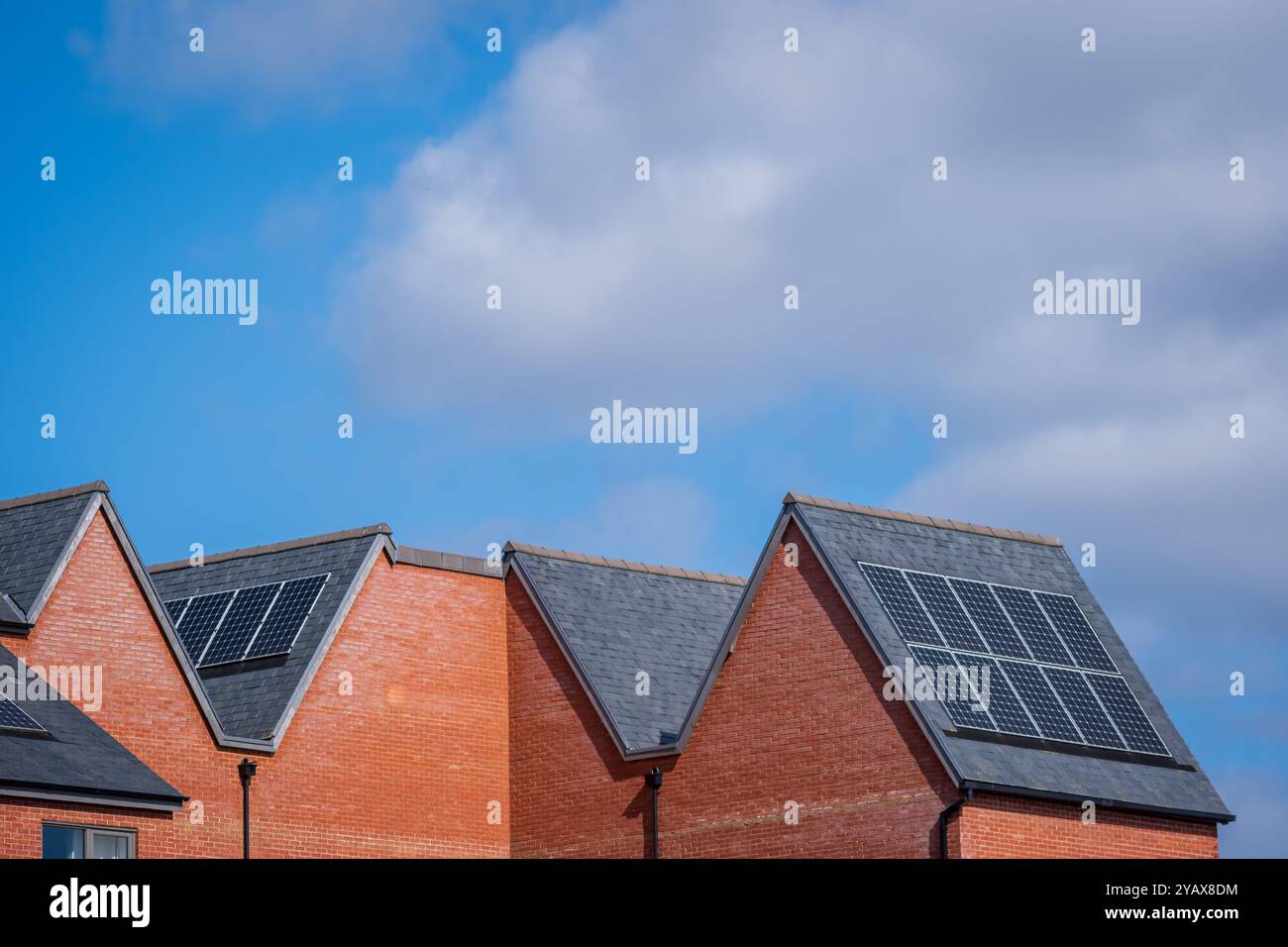 Solar energy panel on new built house roof in england uk Stock Photo ...