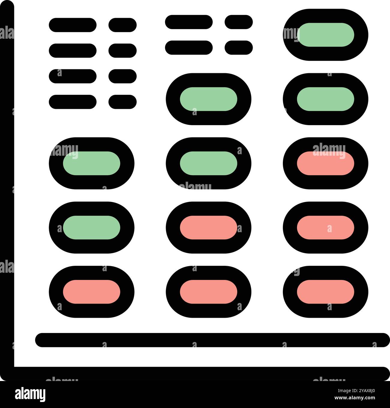 Colorful icon of a spreadsheet software with rows and columns of data ...