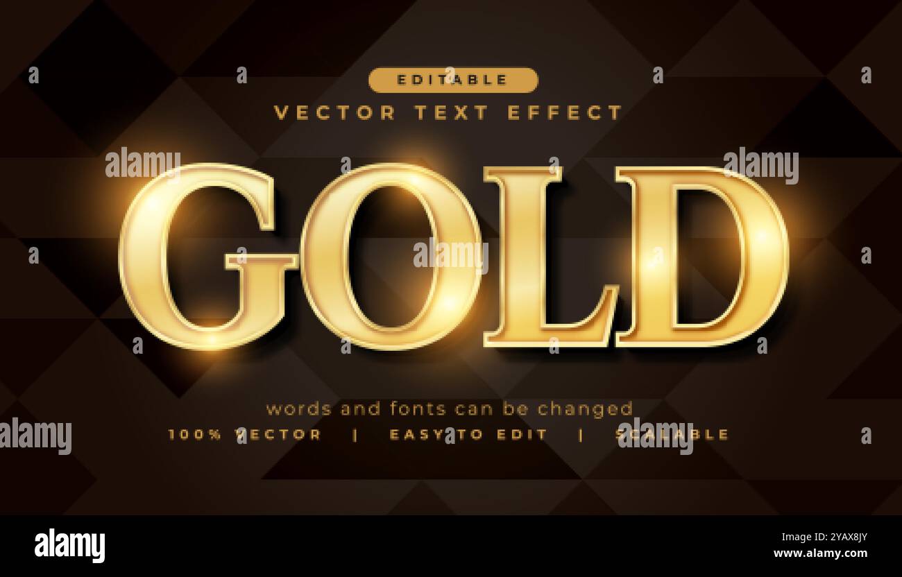 shiny gold text effect editable font template vector Stock Vector Image ...