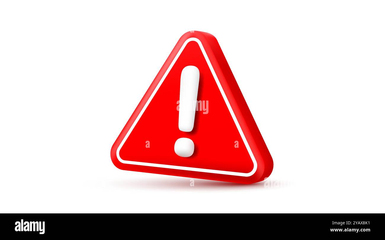 Warning caution sign, problem message mark, danger icon 3d. Vector ...