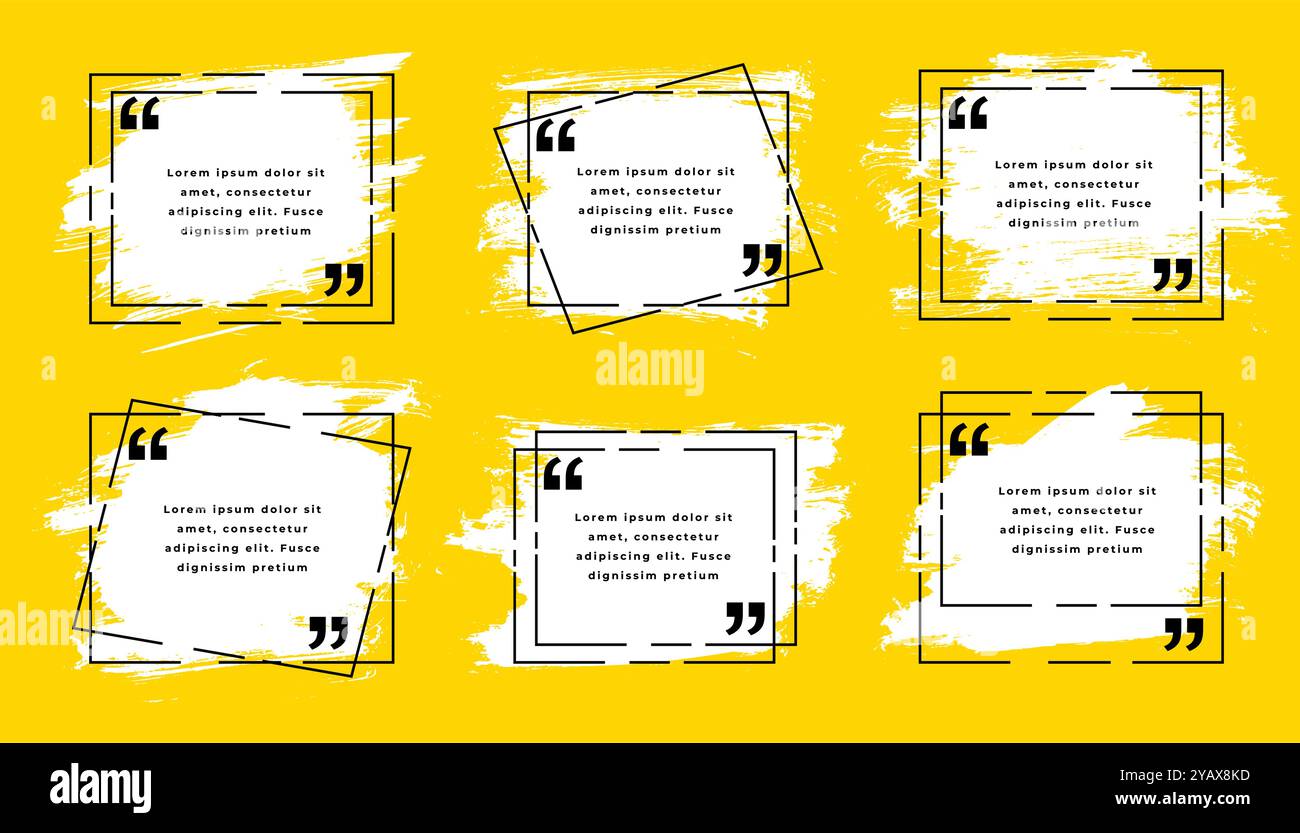 set of inverted quotation mark box with brush stoke effect vector Stock ...