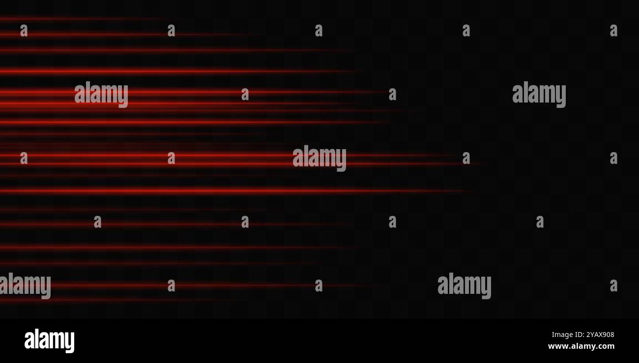 Abstract red laser beam. On a black background. Lighting effect ...