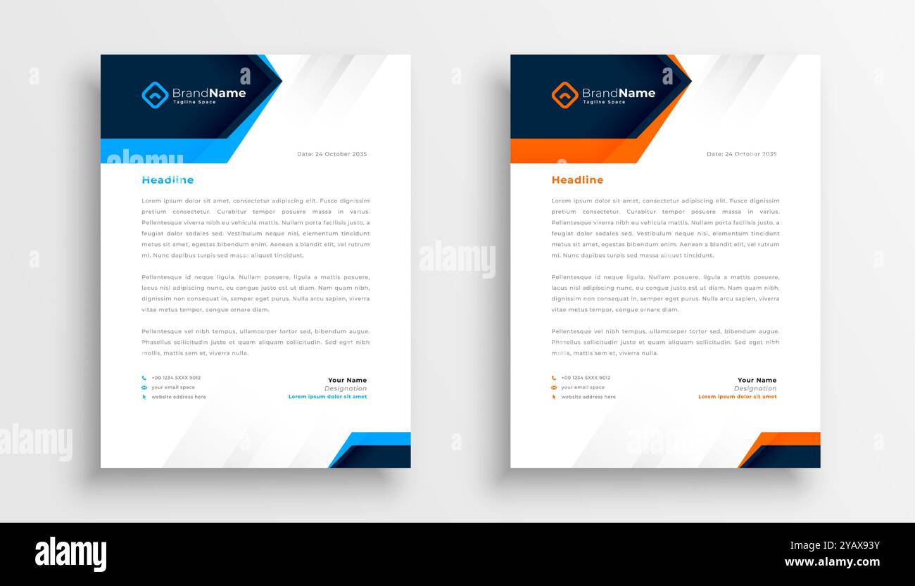 set of two a4 formal letterhead layout for business presentation vector ...