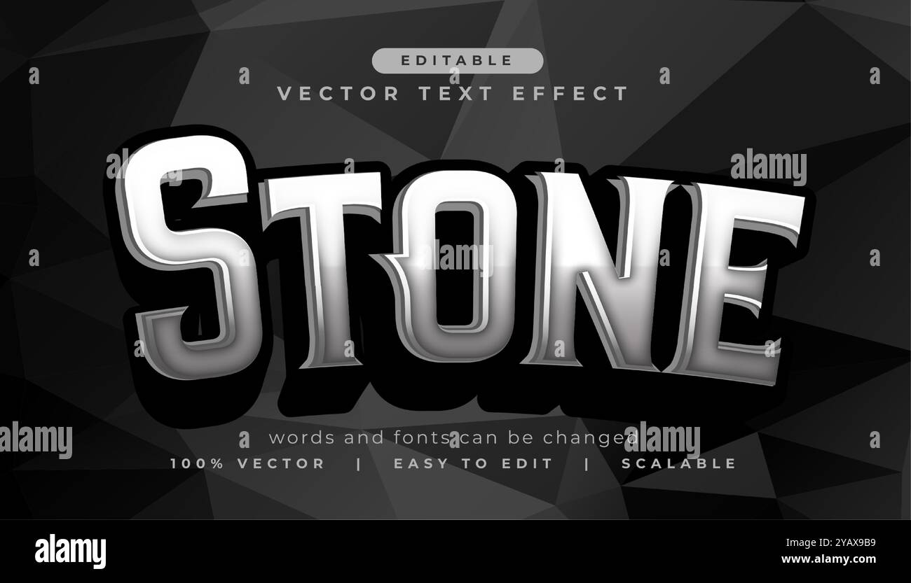 stone lettering text effect in grey and black color vector Stock Vector ...