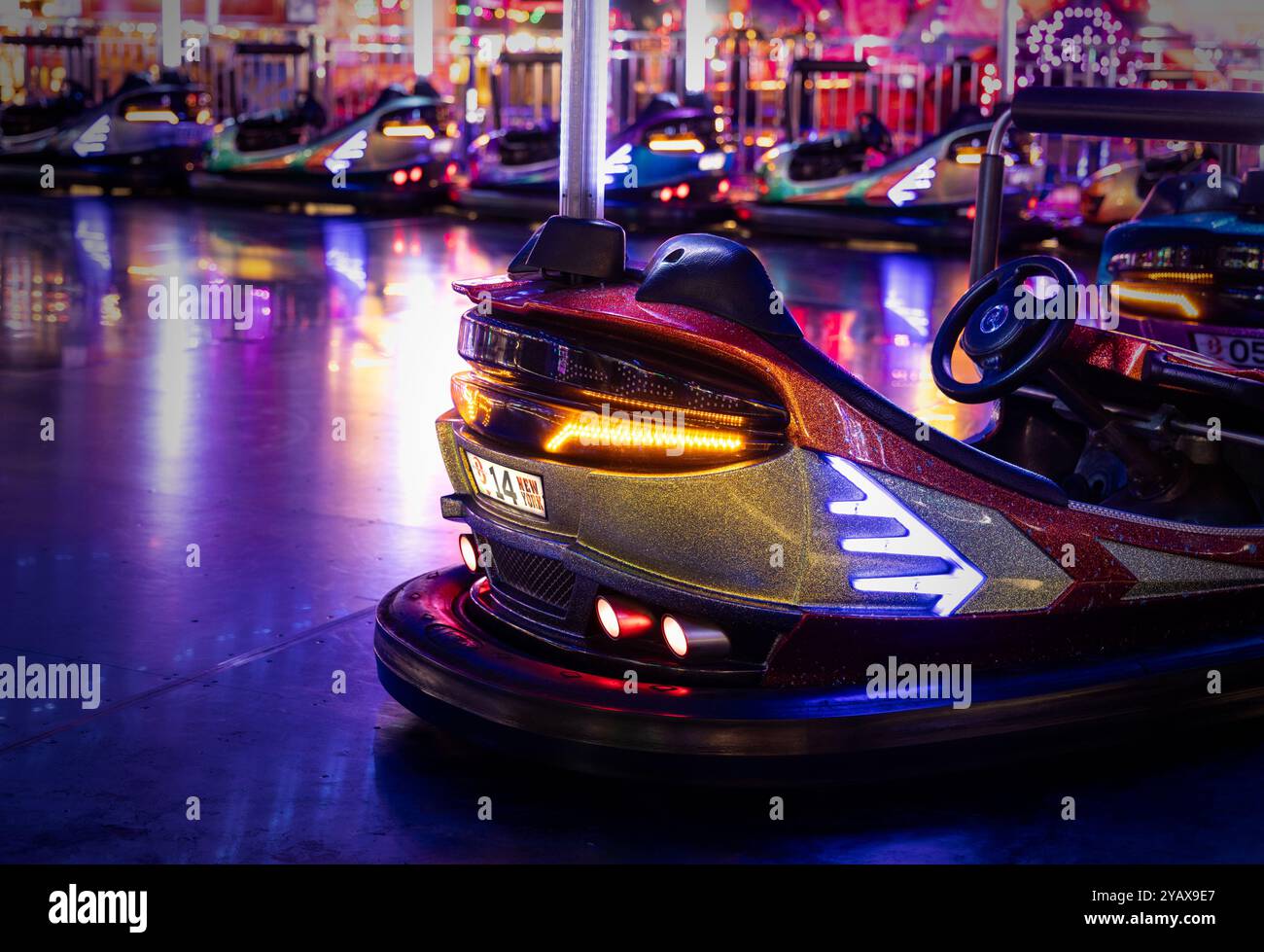 Bumper cars fairground ride at the annual 'Witney Feast' travelling fun ...