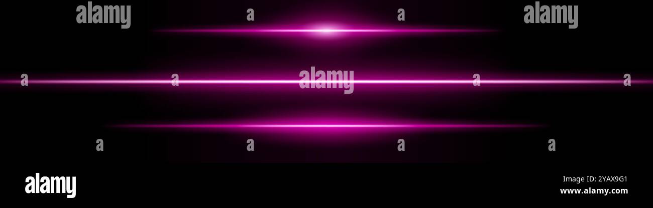 Set purple neon stripes or light flash. Thin line with a white ...