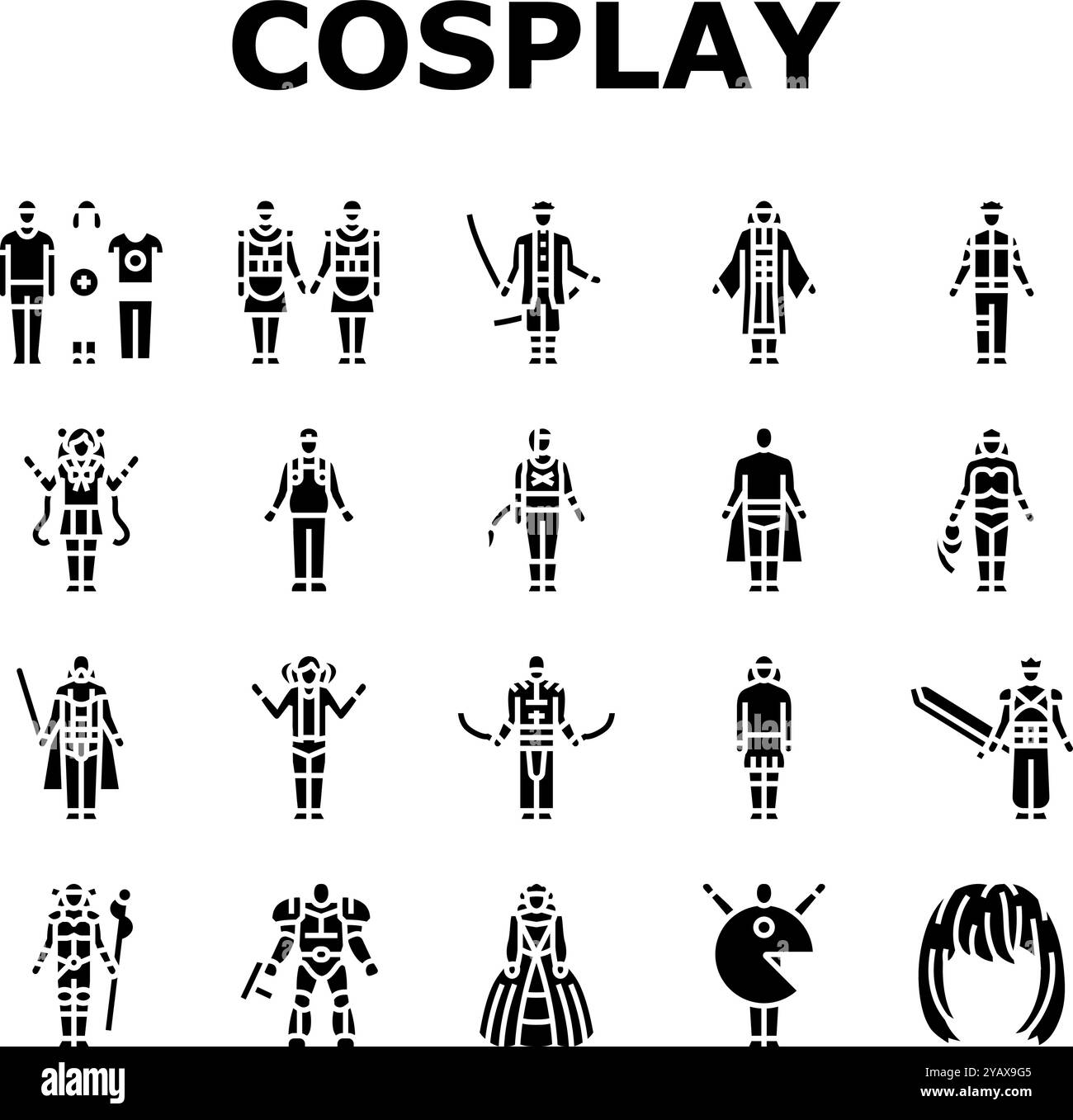 cosplay comic movie anime icons set vector Stock Vector Image & Art - Alamy