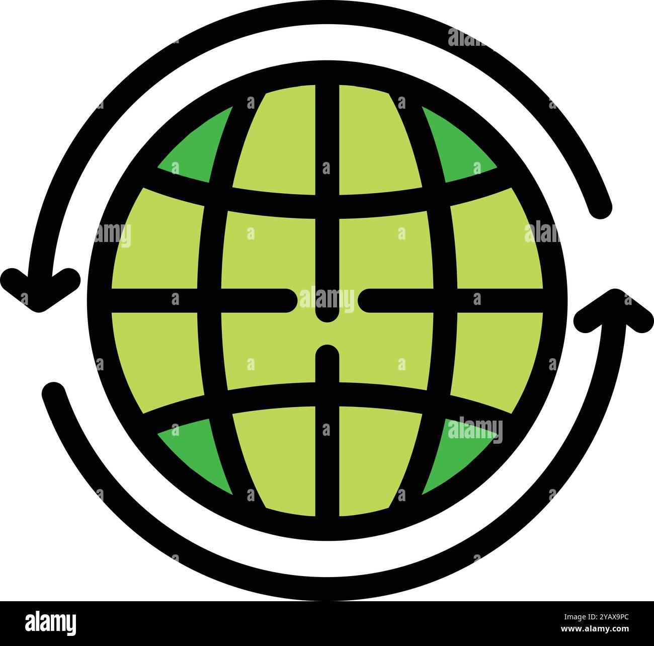 Circular economy concept icon with a green globe and two arrows showing ...