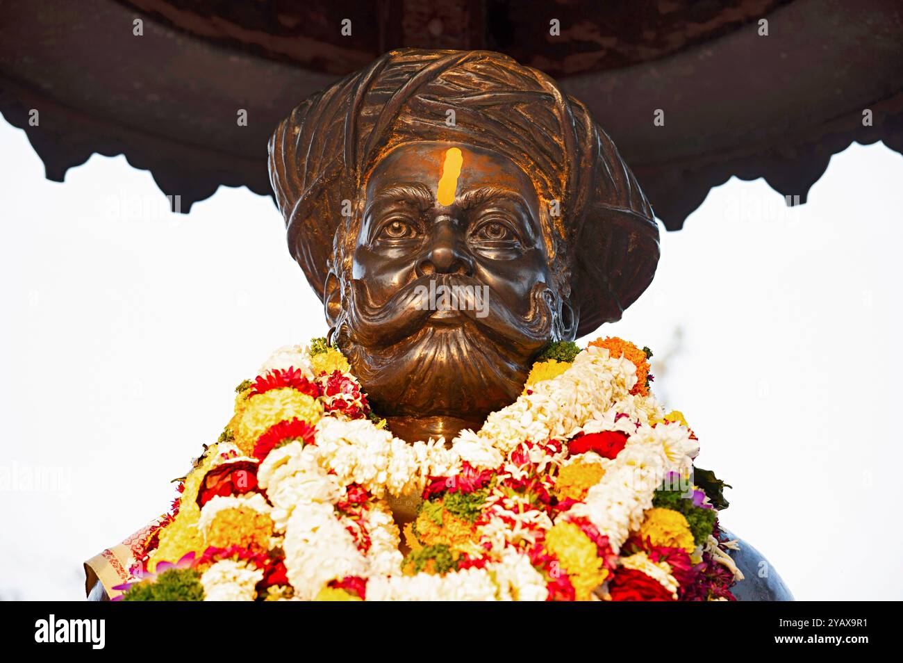 Bronze statue of Subhedar Tanhaji Malusare, Sinhagad Fort, located in ...