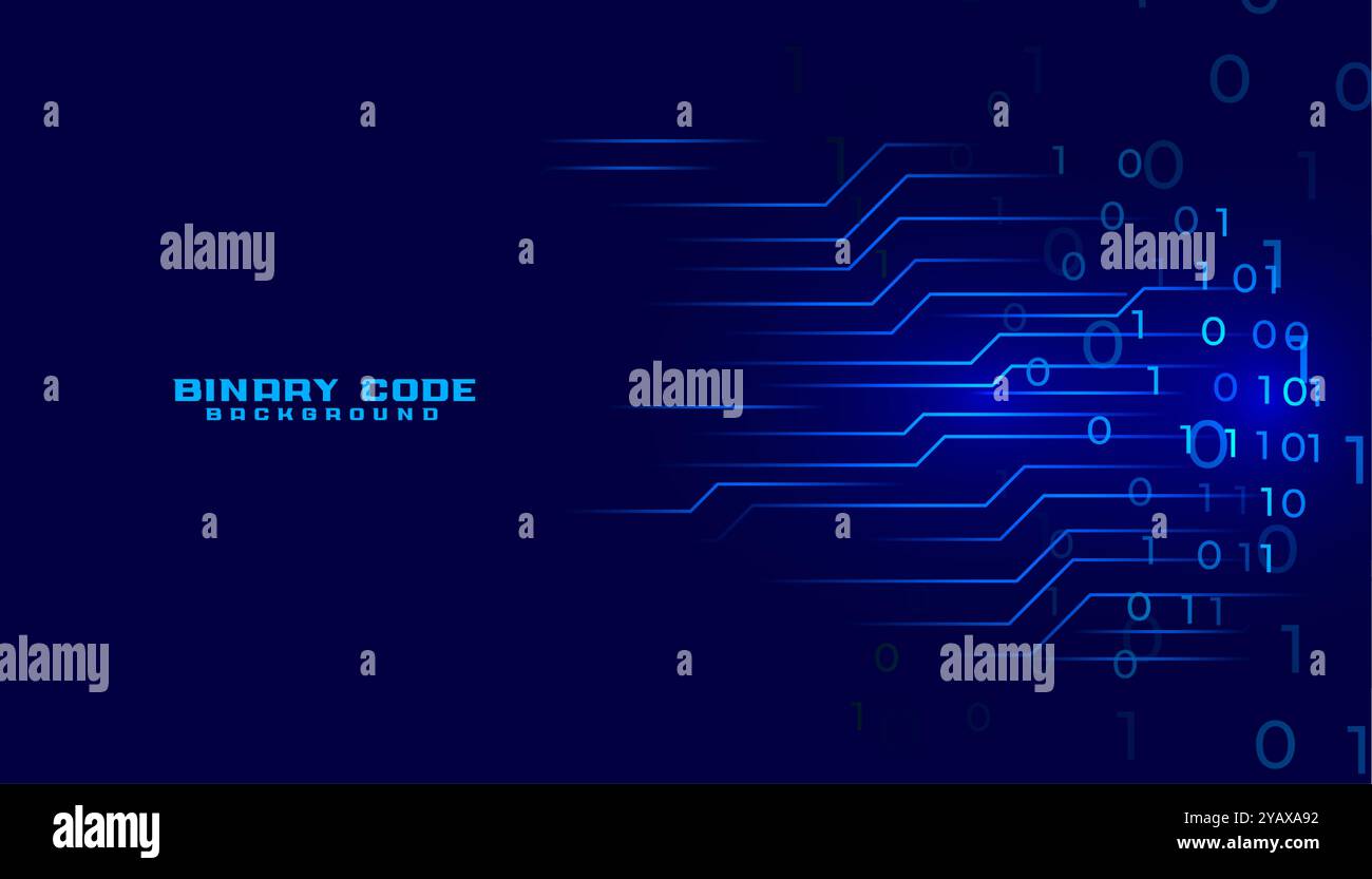 cyberspace binary code tech background with circuit lines vector Stock Vector Image & Art - Alamy
