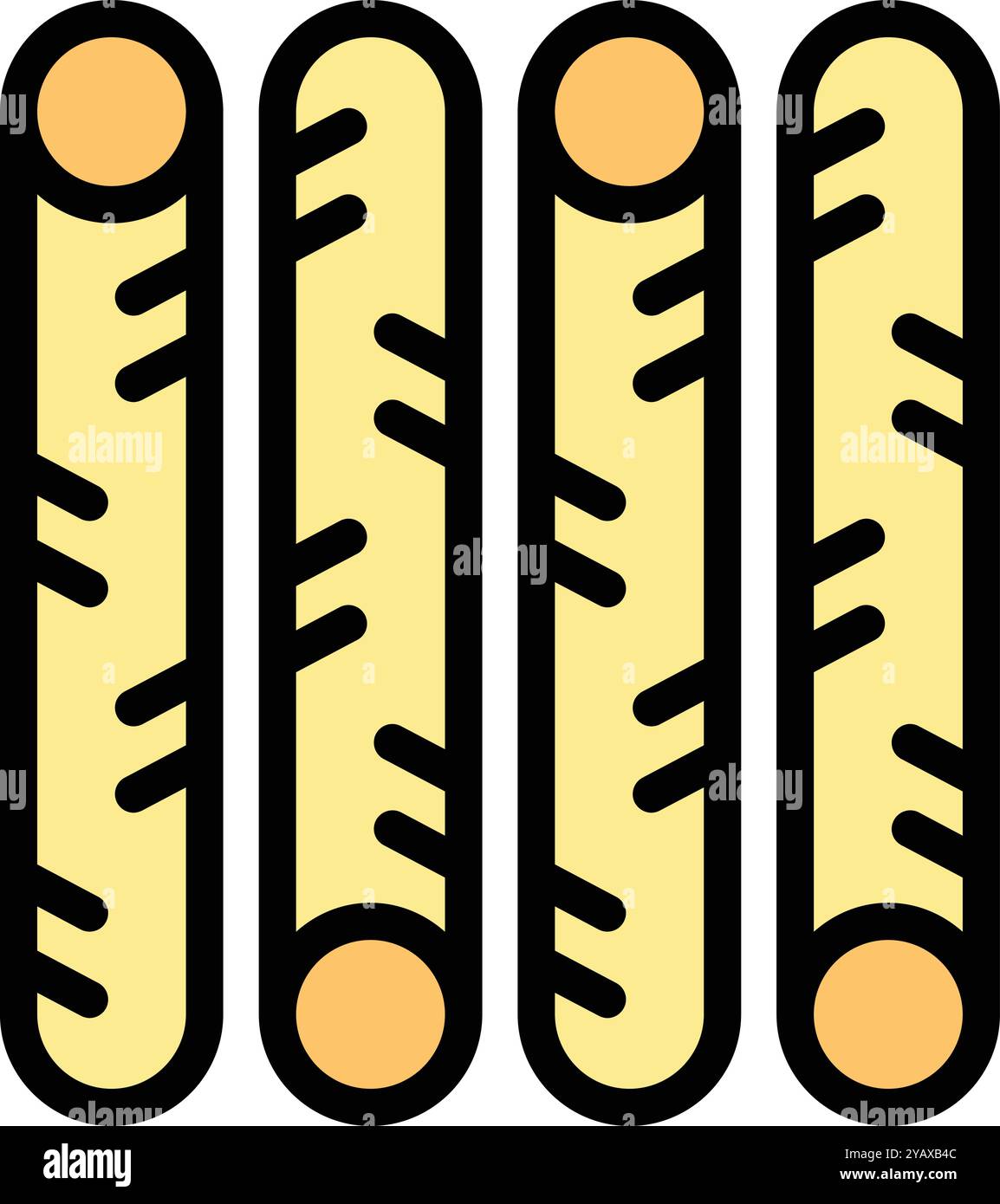 Simple vector icon of four breadsticks standing up, isolated on a white ...