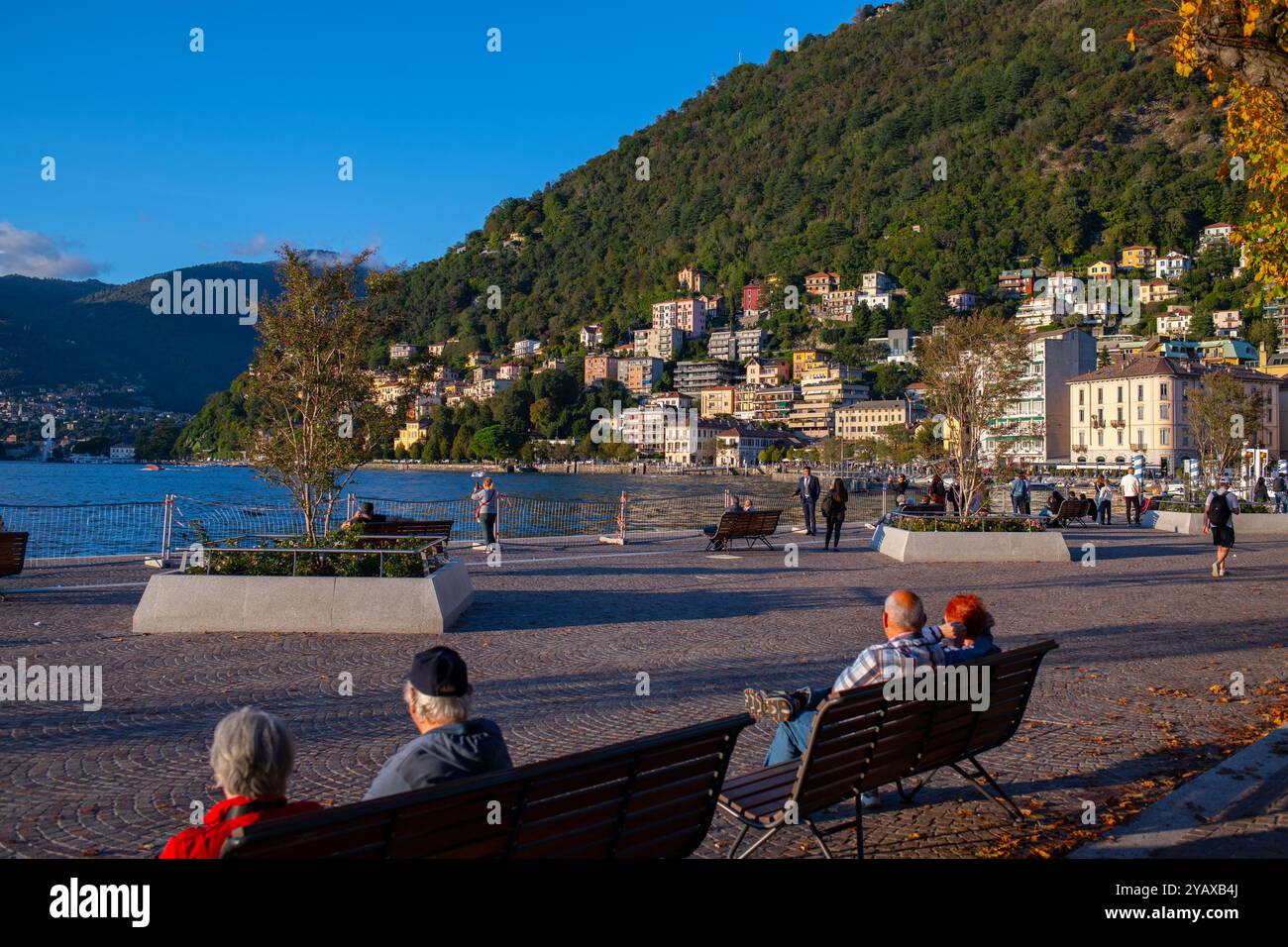 Europe Italy Lombardy City of Como on Lake Como People enjoying the ...
