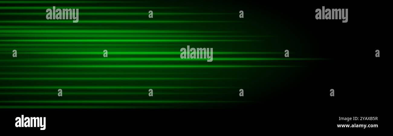 Abstract green laser beam. Lighting effect. Directional spotlight ...