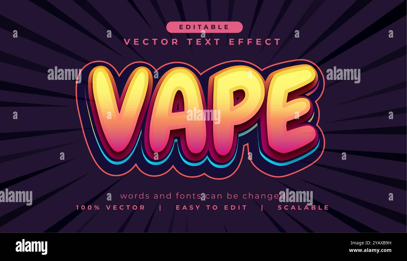 stylish vape editable text effect in 3d style vector Stock Vector Image ...