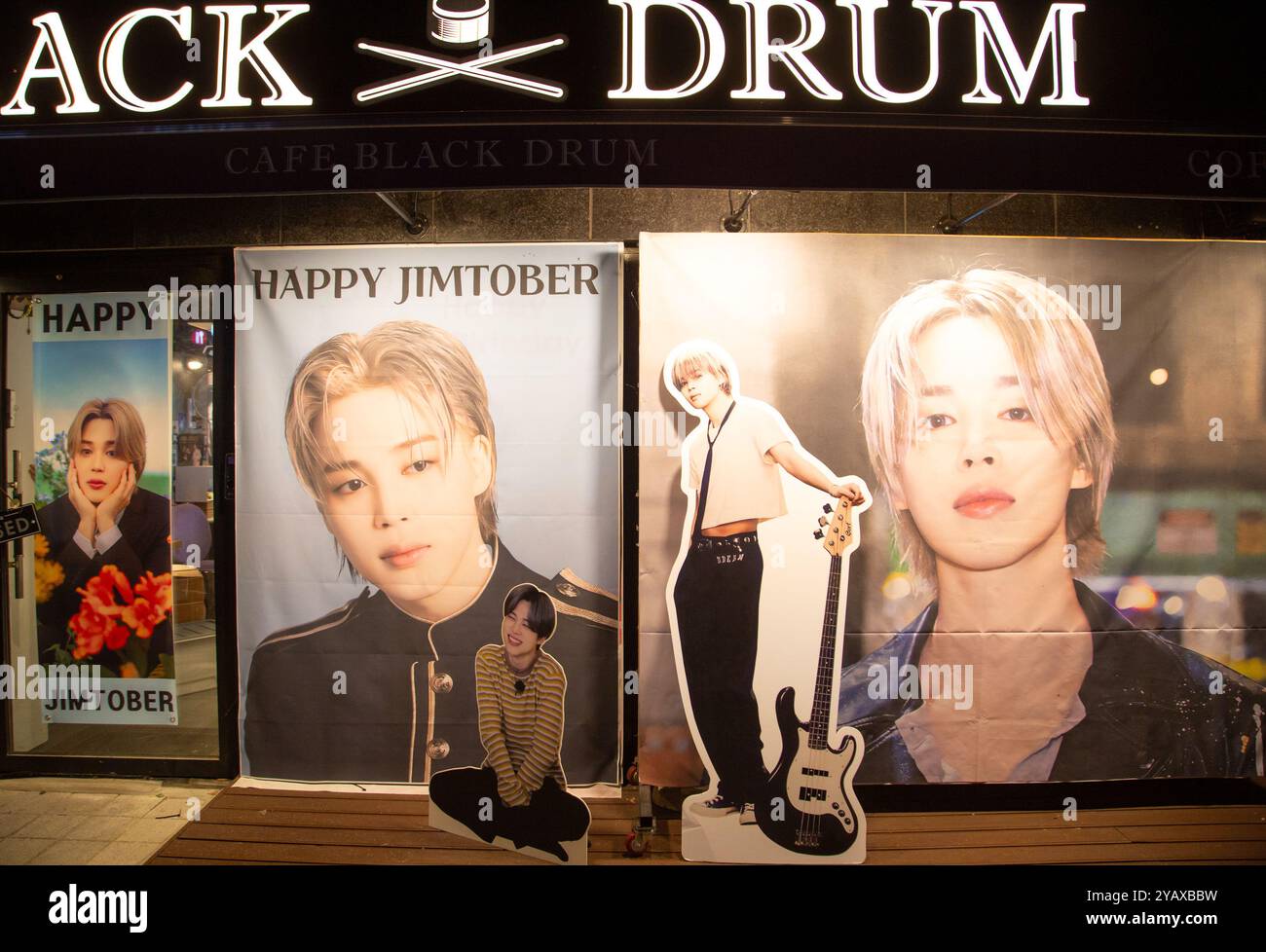 BTS Jimin's birthday, Oct 13, 2024 : A cafe decorated to celebrate BTS member Jimin's birthday ...