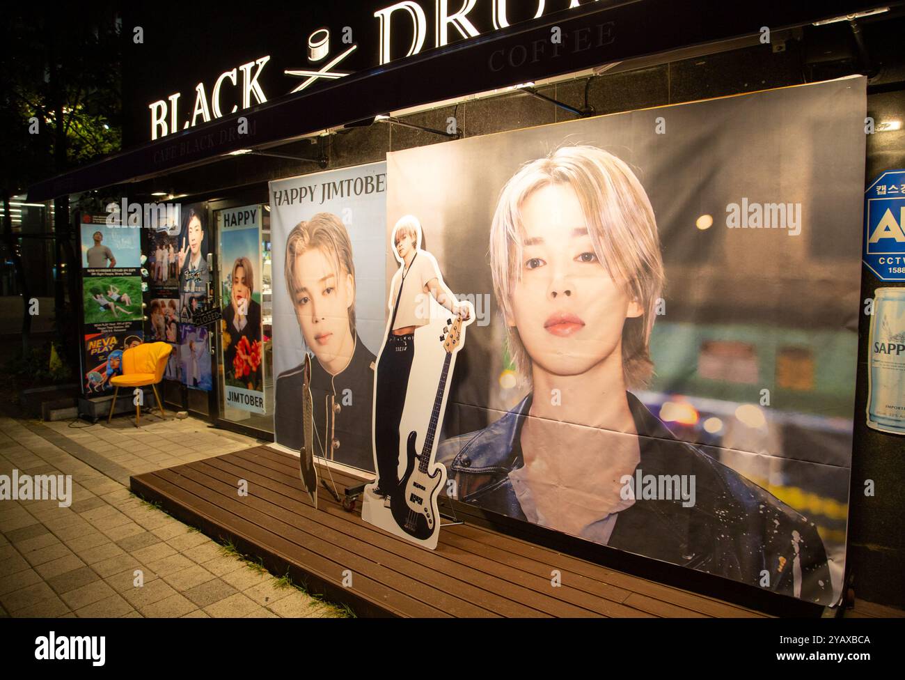 BTS Jimin's birthday, Oct 13, 2024 : A cafe decorated to celebrate BTS member Jimin's birthday ...