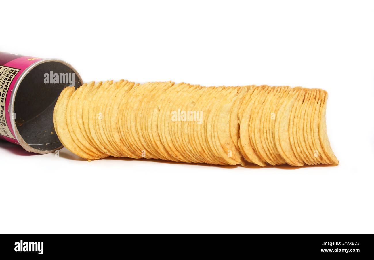 Stack of Potato Crisps Isolated on White Background Stock Photo - Alamy