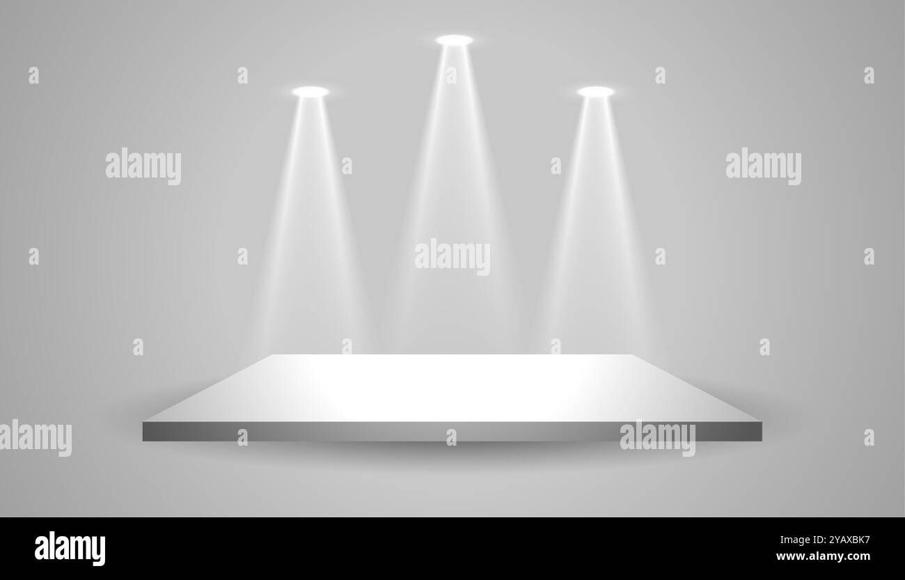 empty 3d podium platform with bright focus light effect vector Stock ...