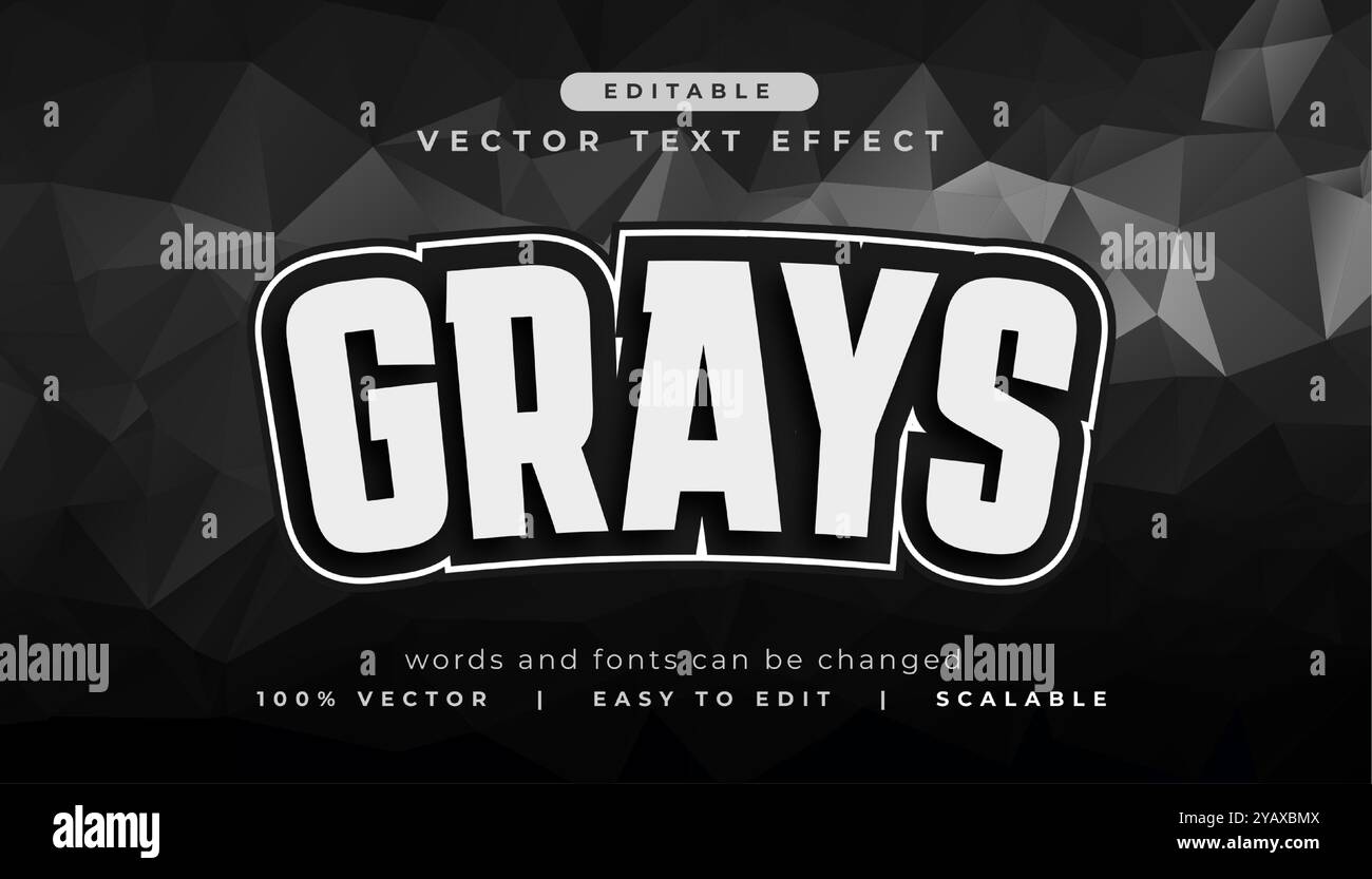 grays editable text effect in white and black color vector Stock Vector ...