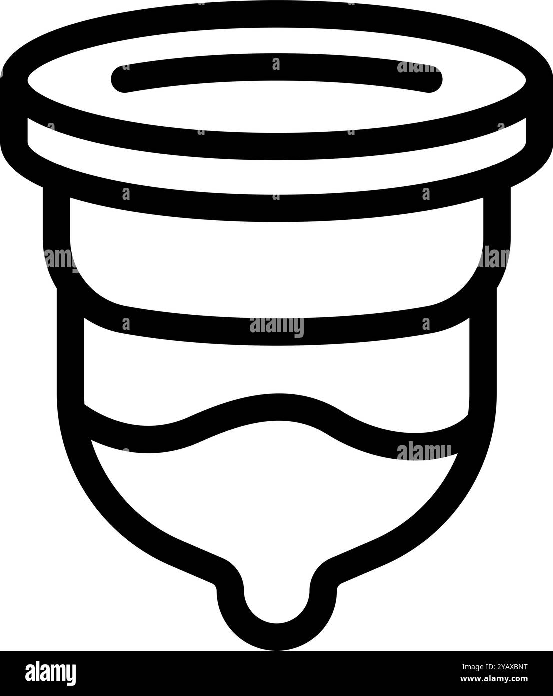 Simple bold outline icon representing a menstrual cup, a reusable feminine hygiene product for ...