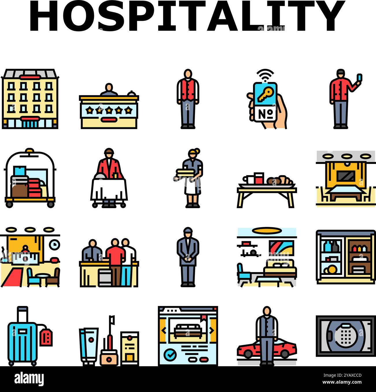 hospitality hotel service icons set vector Stock Vector Image & Art - Alamy