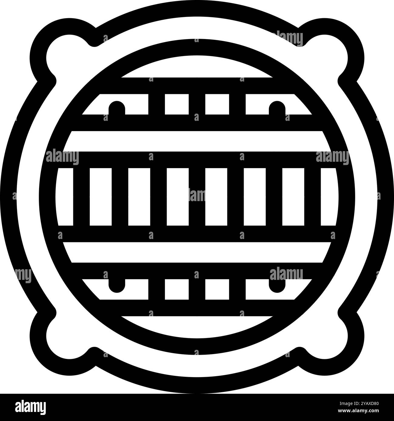 Simple line drawing icon of a wooden barrel top view, great for ...