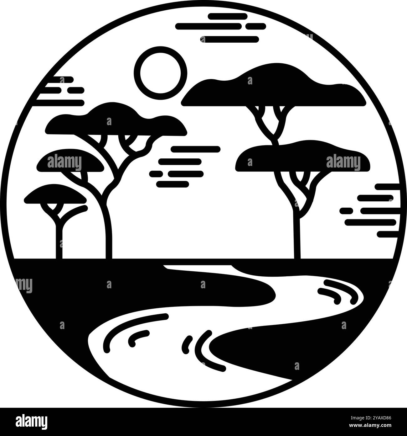 A circle with trees and a river in the middle Stock Vector Image & Art ...