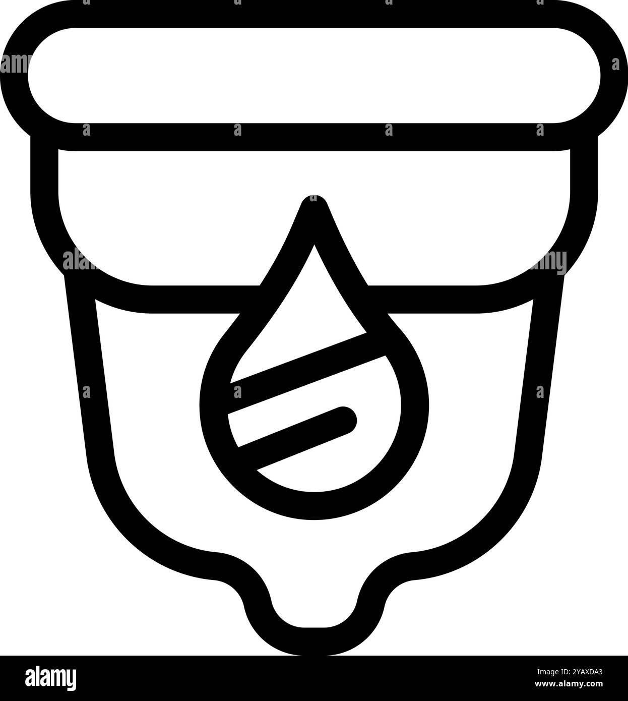 Simple line icon of a reusable menstrual cup, representing a ...