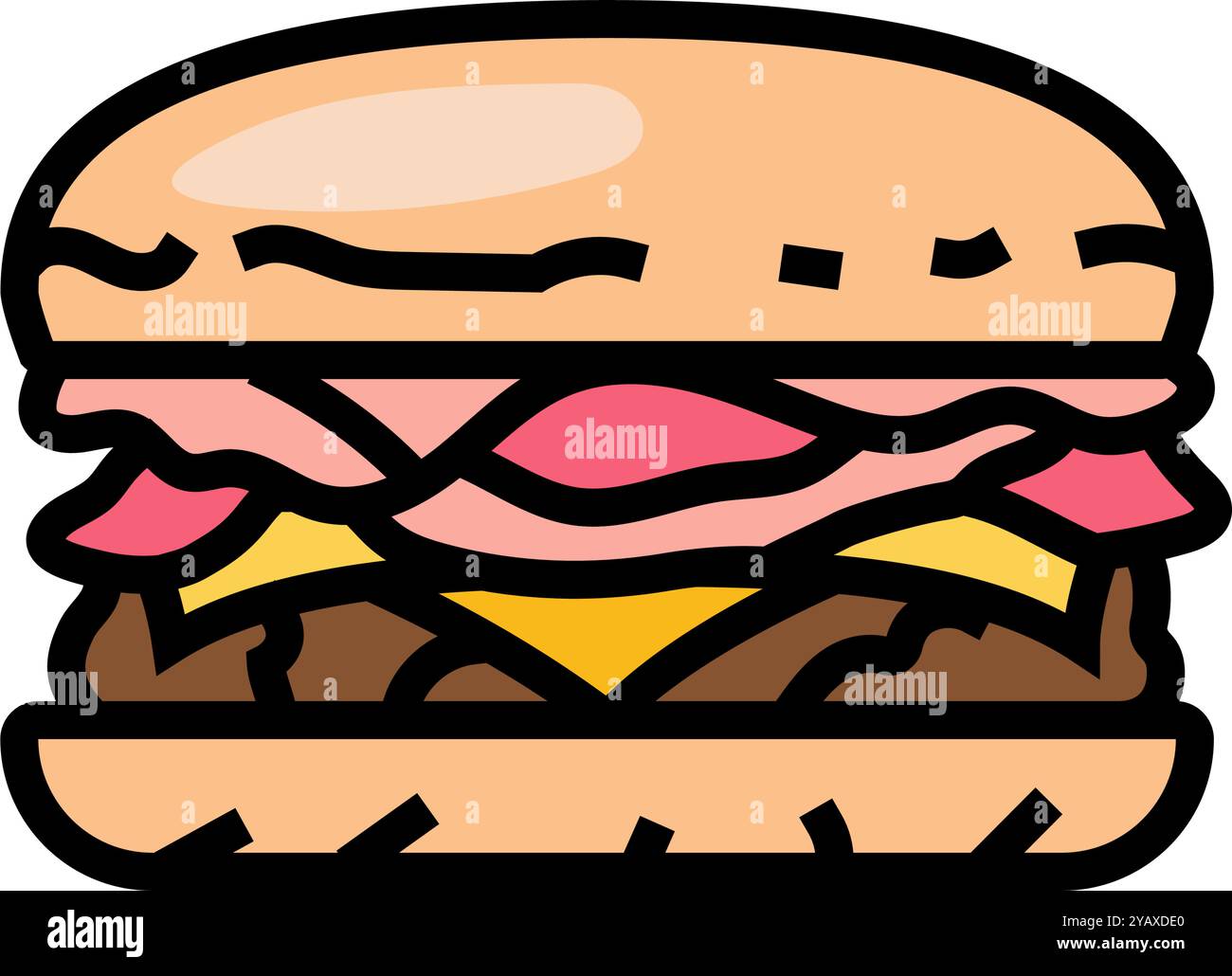 bacon cheeseburger food color icon vector illustration Stock Vector ...