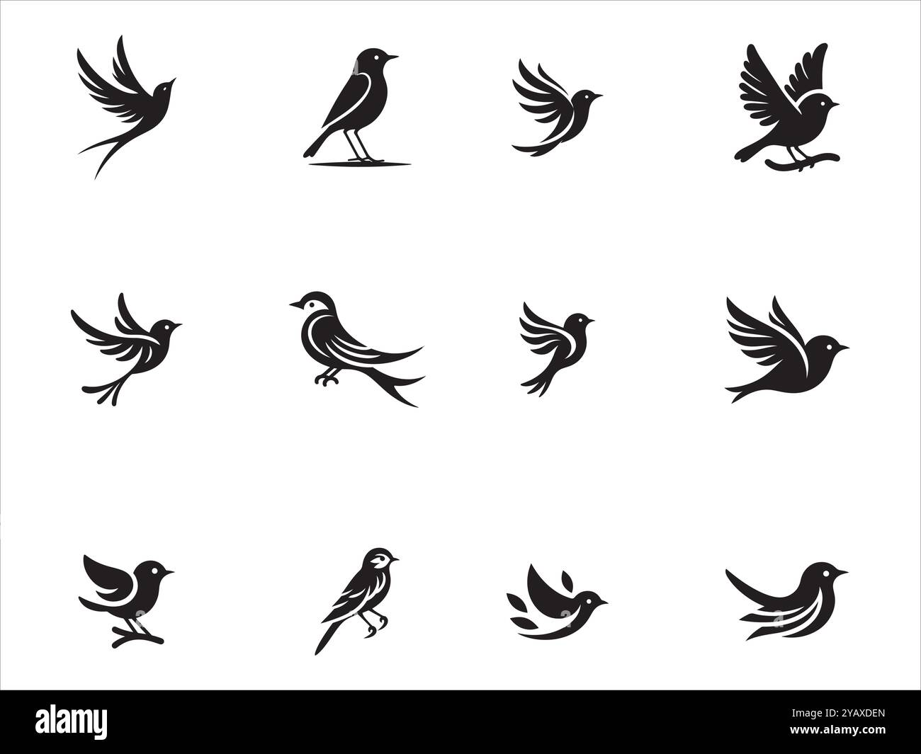 Bird Icon set vector illustration on white background for bird logo ...