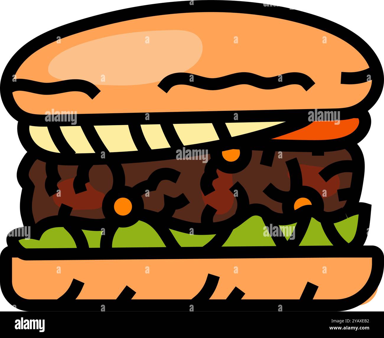 black bean burger food color icon vector illustration Stock Vector ...