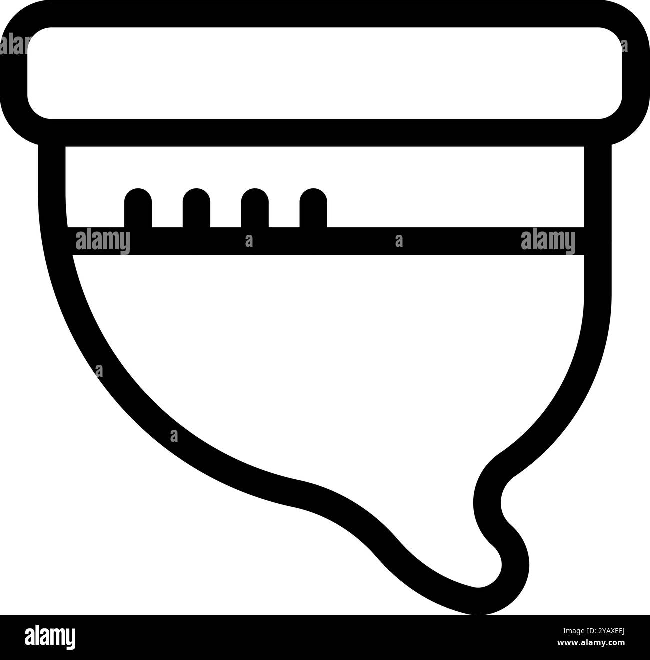 Line drawing of a menstrual cup, a reusable feminine hygiene product that collects menstrual ...