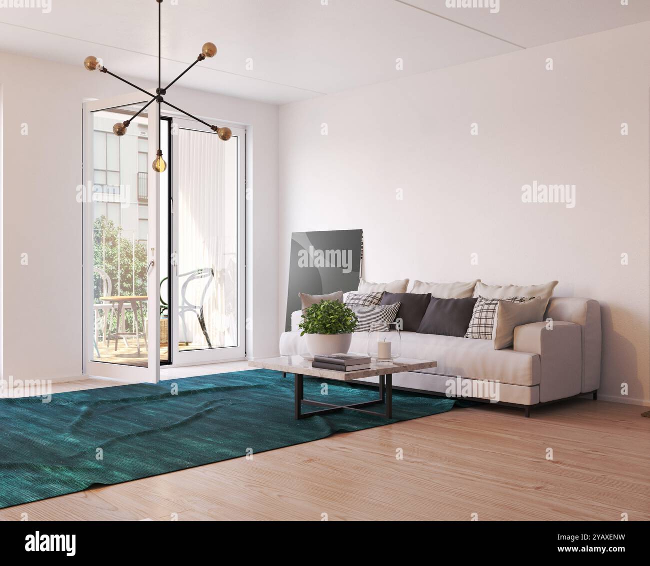 modern living interior design. 3d rendering concept Stock Photo - Alamy