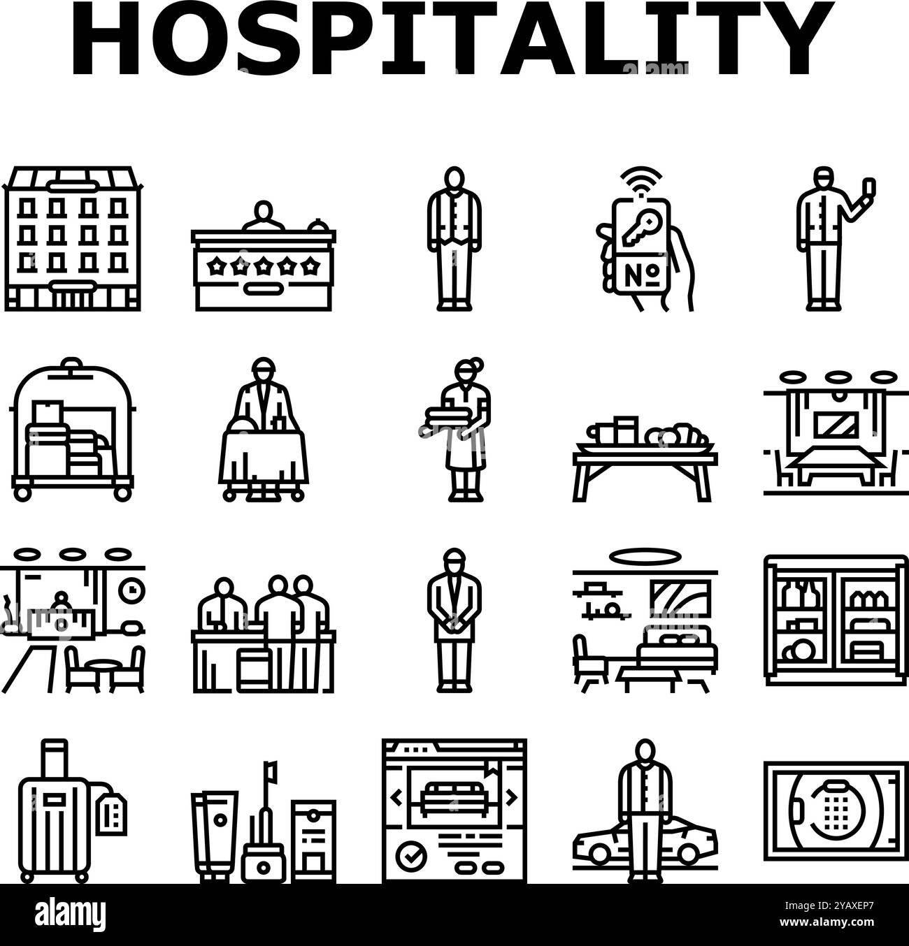 hospitality hotel service icons set vector Stock Vector Image & Art - Alamy
