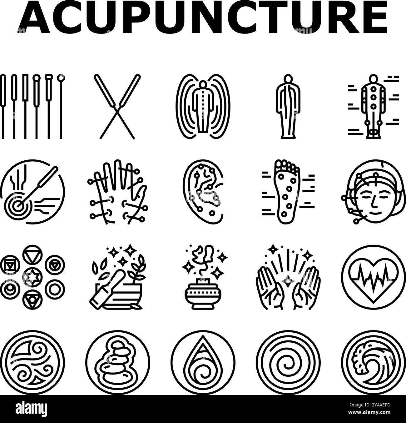 acupuncture massage therapy icons set vector Stock Vector Image & Art ...