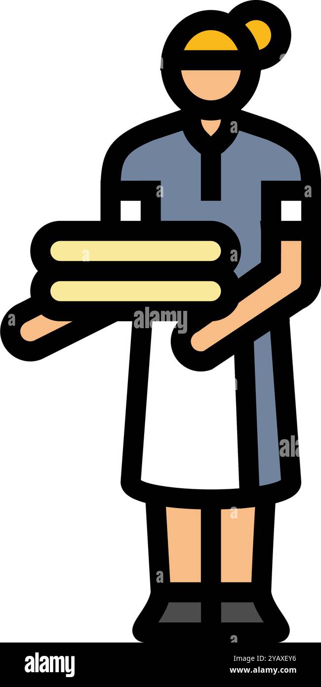 housekeeping hospitality hotel color icon vector illustration Stock ...