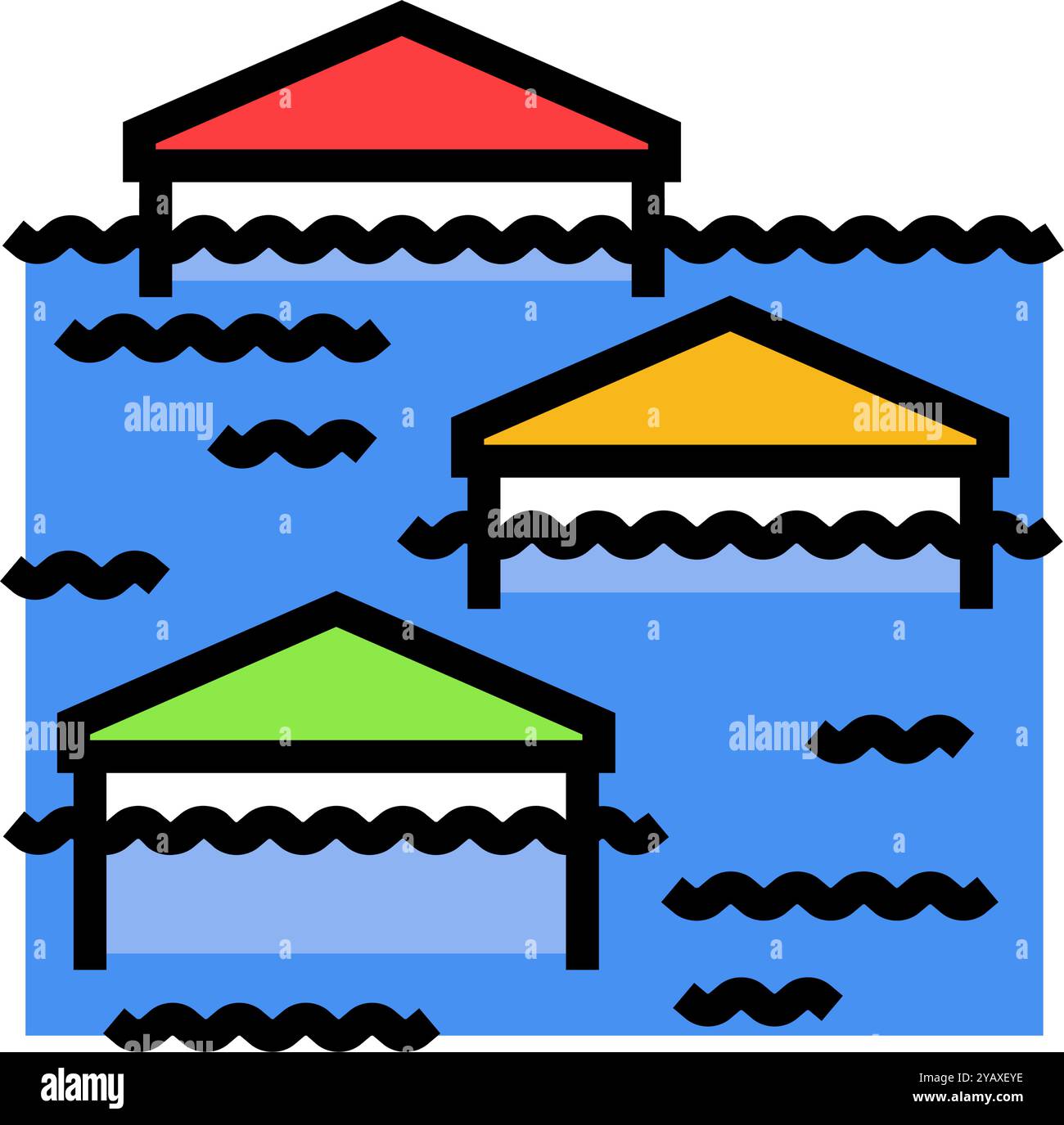 flood weather natural phenomena color icon vector illustration Stock ...