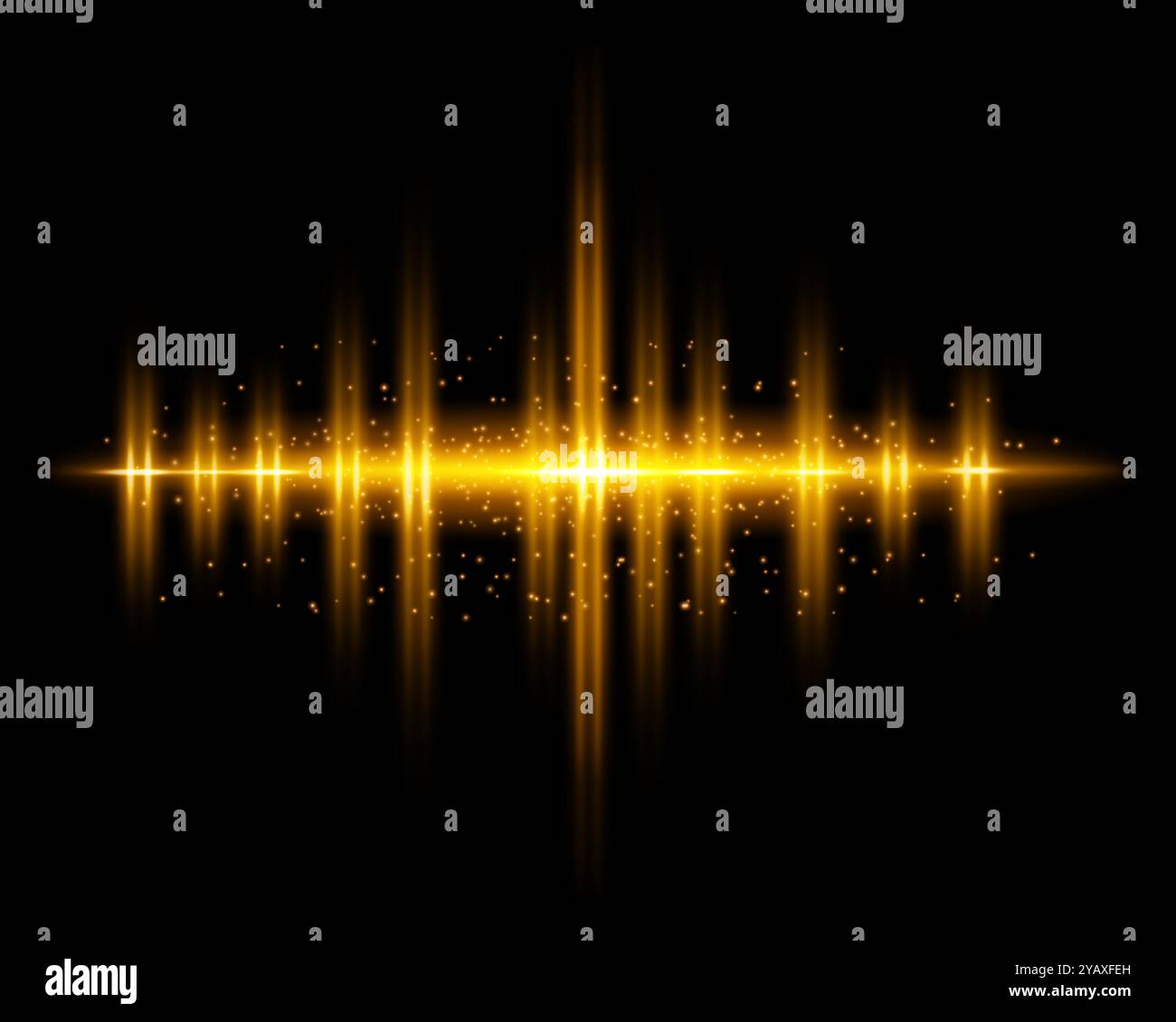 Radiant golden glowing light with sparkling particles and beams ...