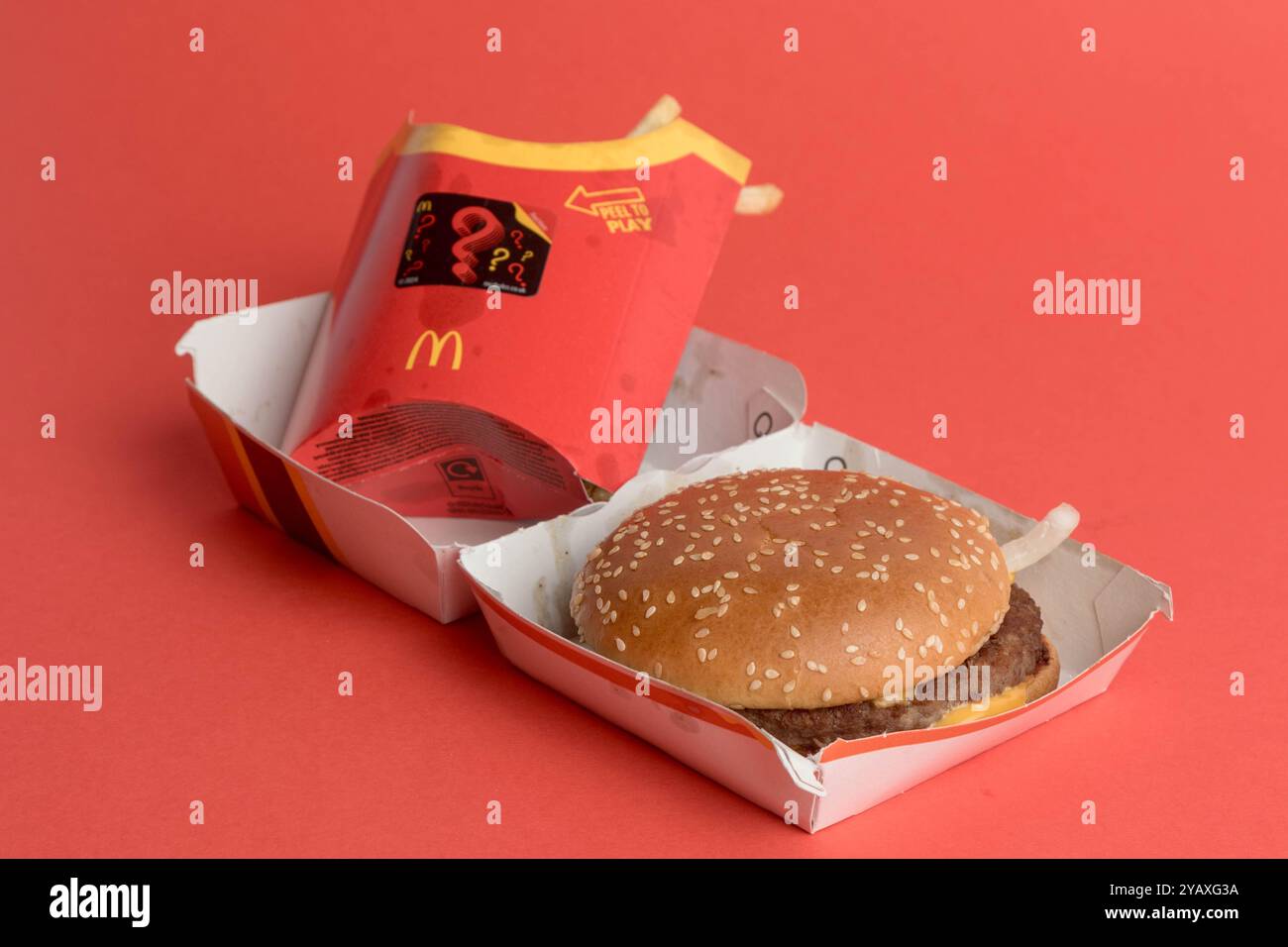 London, United Kingdom, 14th October 2024:- A view of a McDonalds Quarter Pounder With Cheese ...