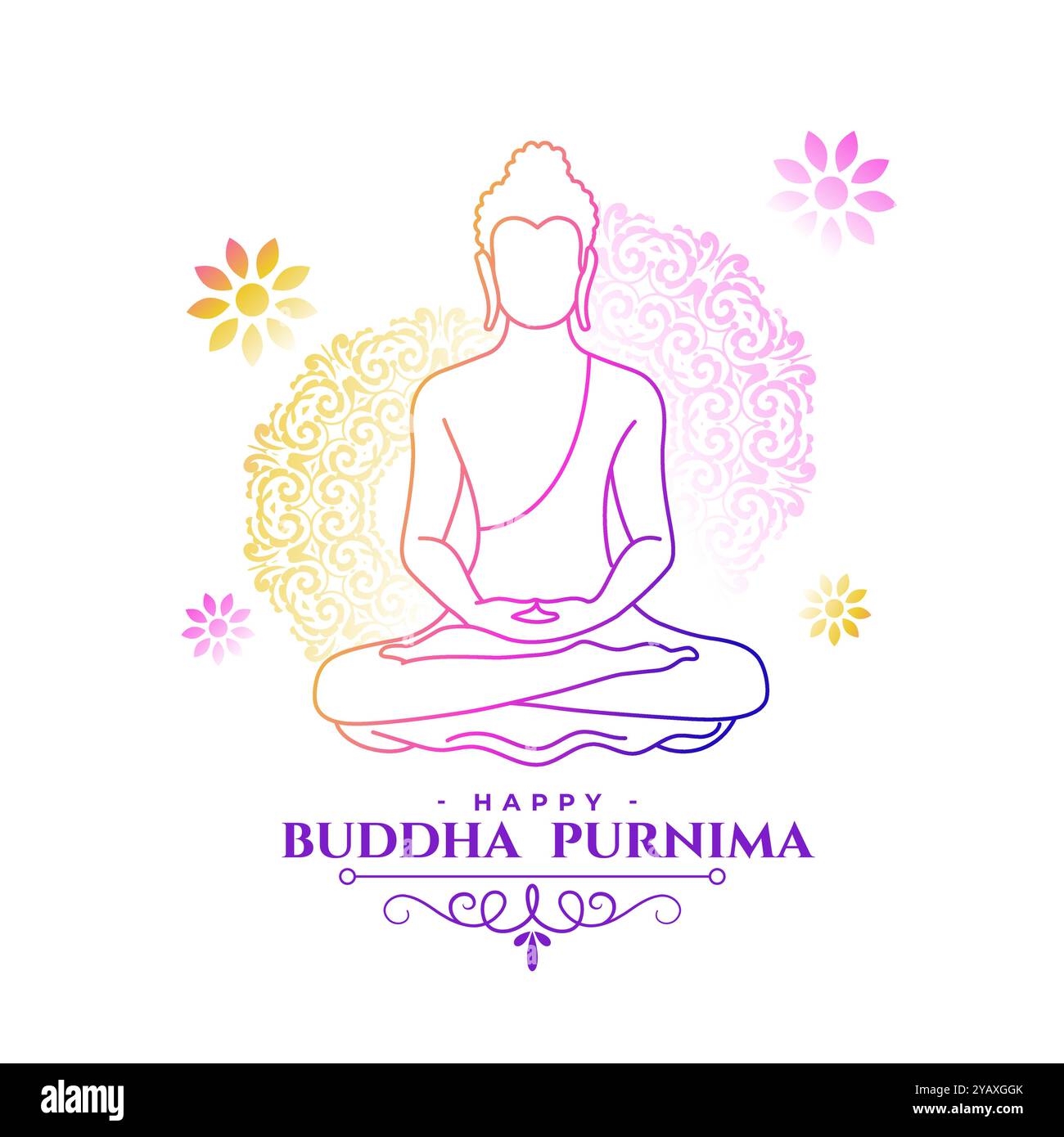 beautiful buddha or guru purnima event background in line art vector ...