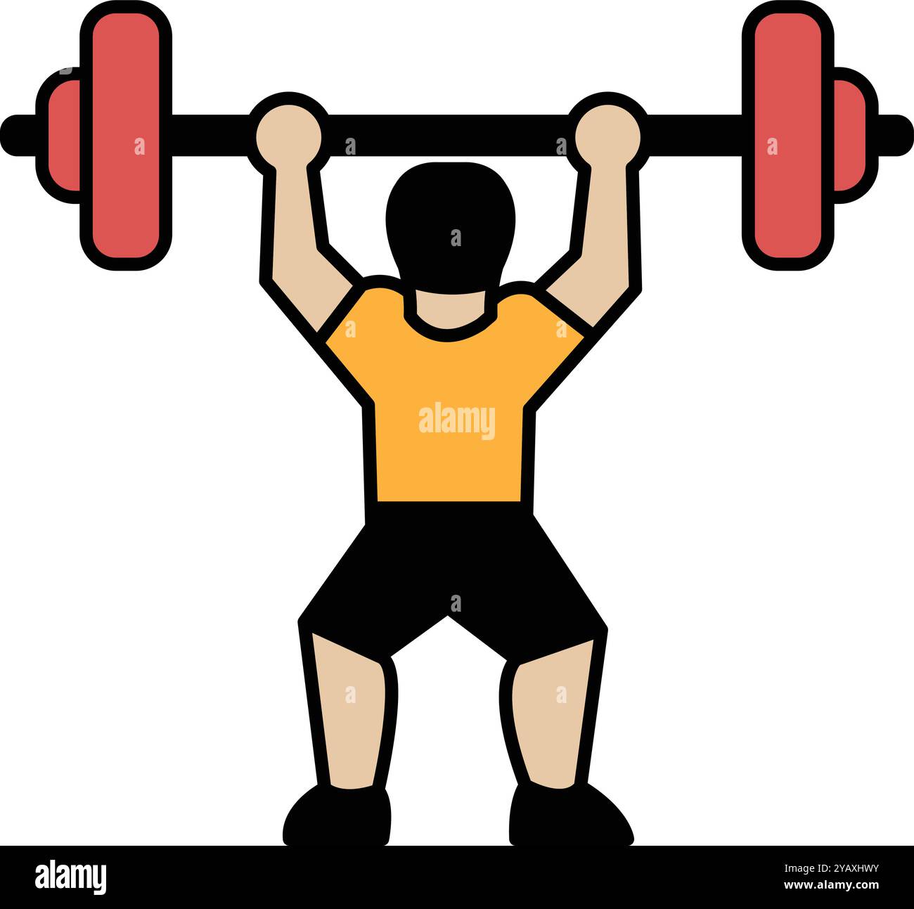 A man lifting a barbell with a red handle. Concept of strength and ...