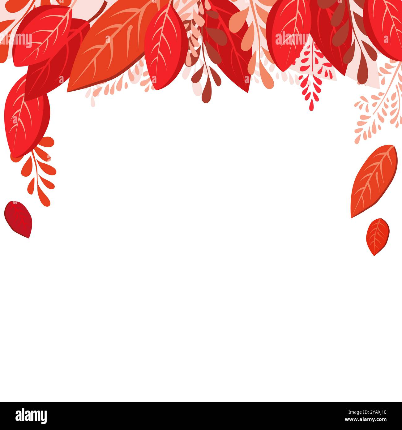 Vector isolated square frame of red dry autumn leaves. Border for text ...