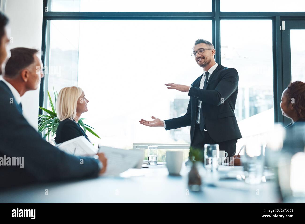 Meeting, proposal and business people in office with ceo, ideas or ...