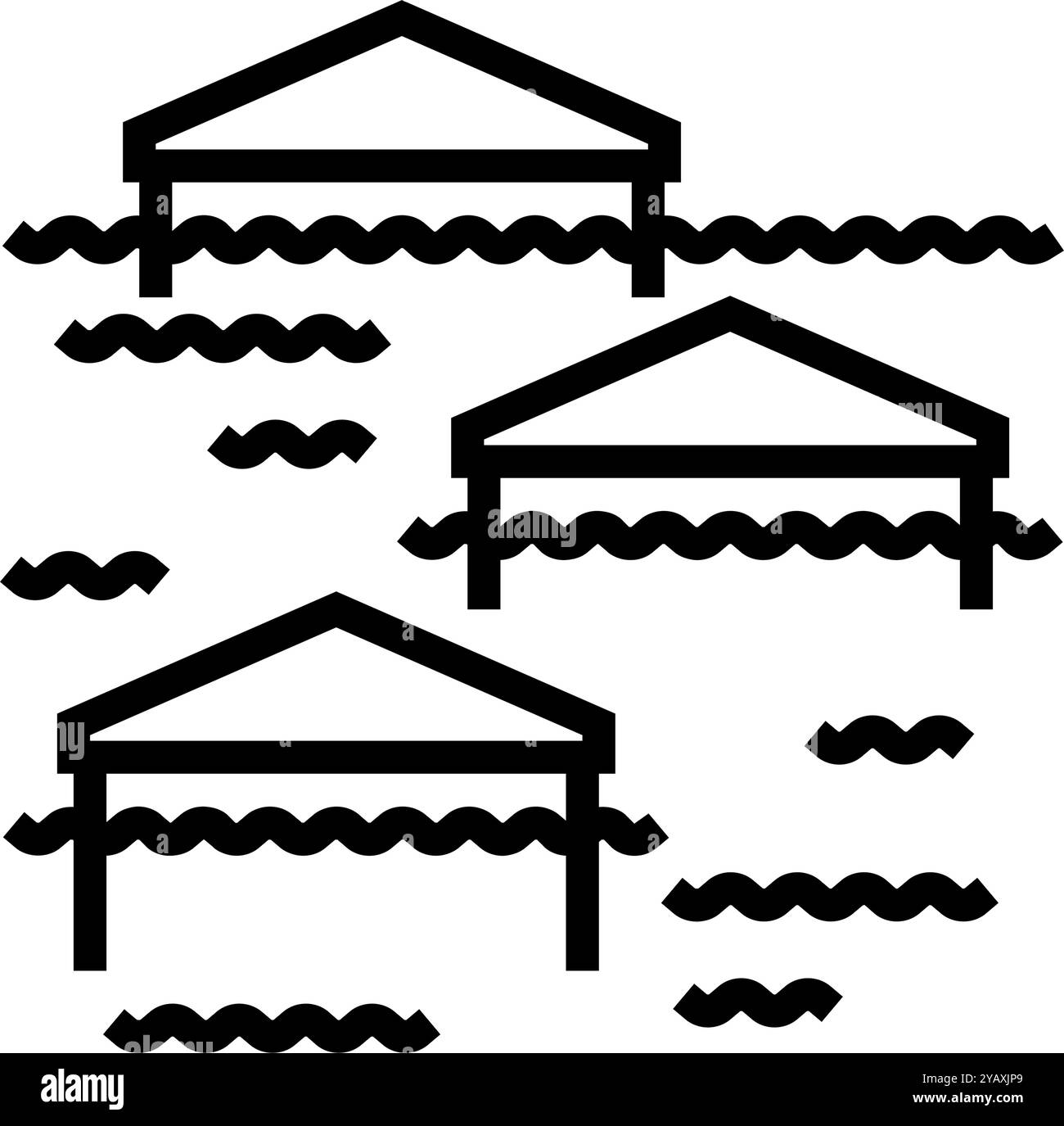 flood weather natural phenomena line icon vector illustration Stock ...