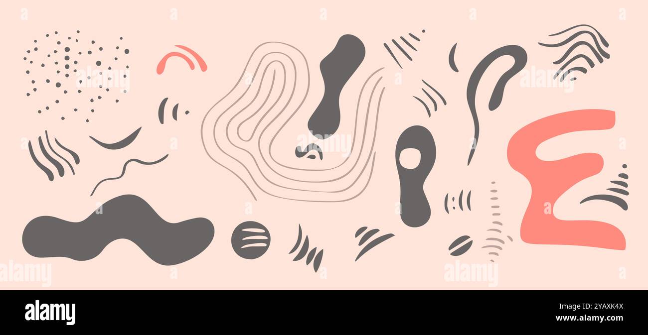 collection of abstract emphasis shape texture in doodle art vector ...